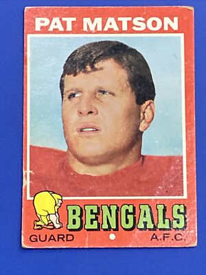 1971 TOPPS FOOTBALL PAT MATSON #72 CINCINNATI BENGALS. Rookie Card RC ...