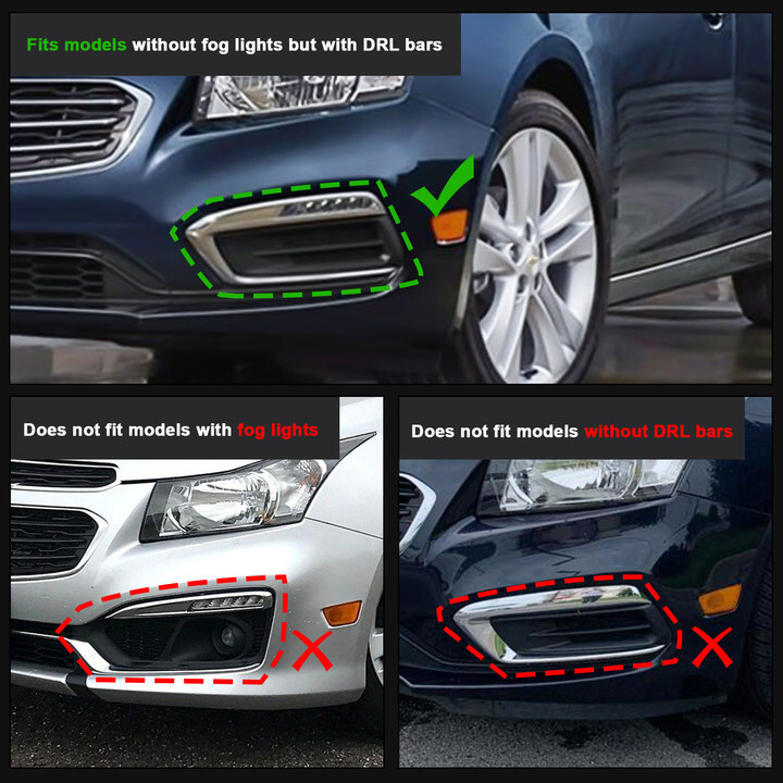 HECASA For Chevrolet Chevy Cruze 2015 2016 Fog Light Cover/Bezel Pair ...