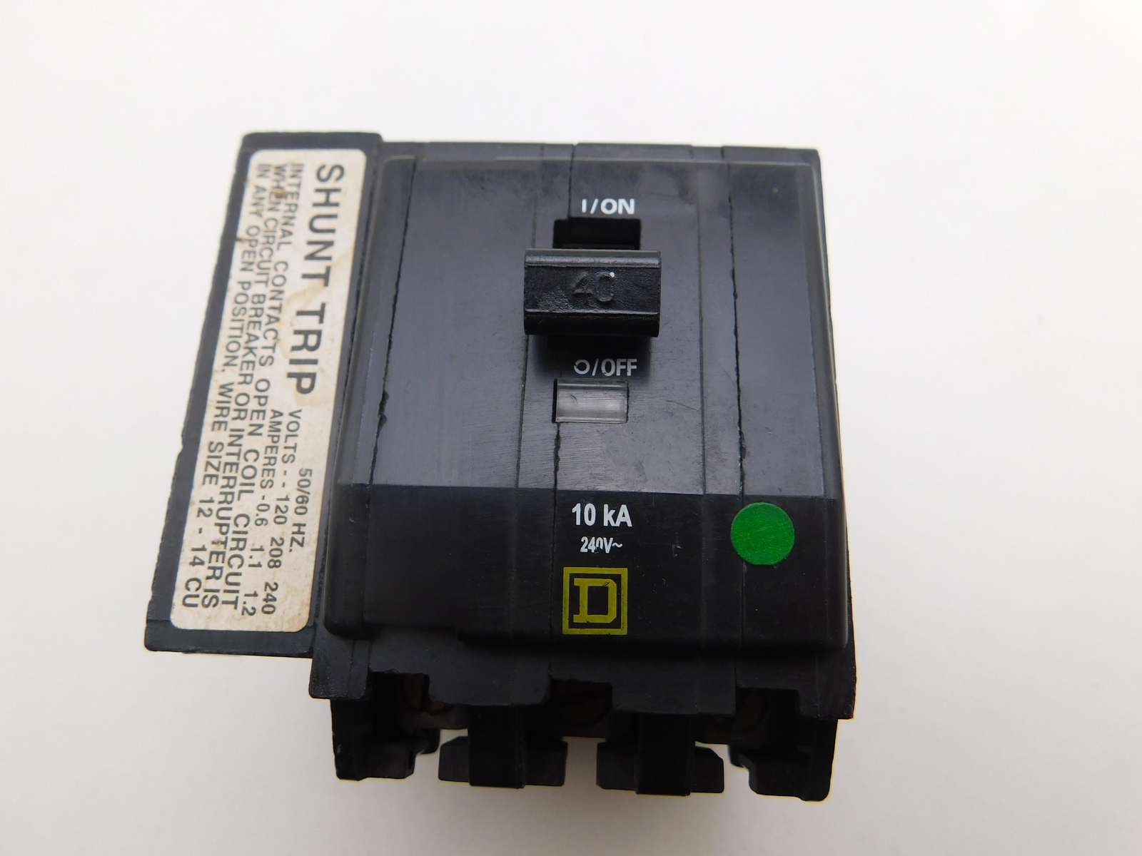 QO3401021 - SQUARE D 40A AMP 3P POLE PLUG ON BREAKER W/240V SHUNT TRIP ...