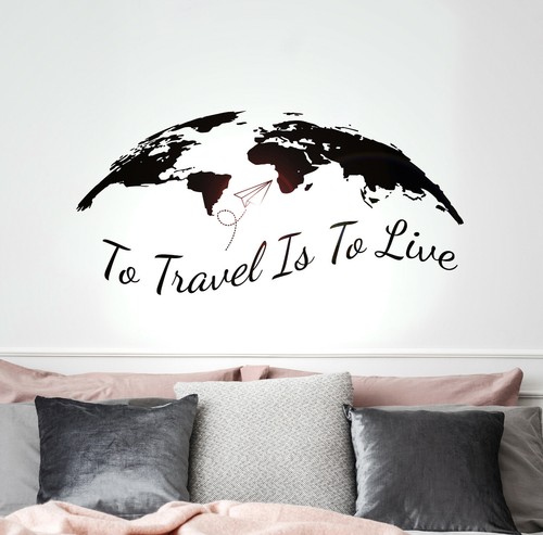 Vinyl Wall Decal World Travel Live Tourist Agency Stickers 35 in x 20 ...