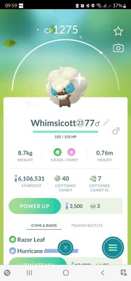 Shiny Whimsicott ( Cottonee Evolution ) Pokemon Trade Go | eBay UK