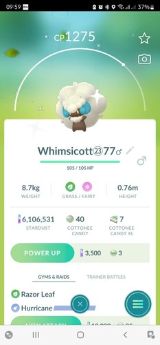 Pokémon Shiny Whimsicott ( Cottonee Evolution ) GO | eBay