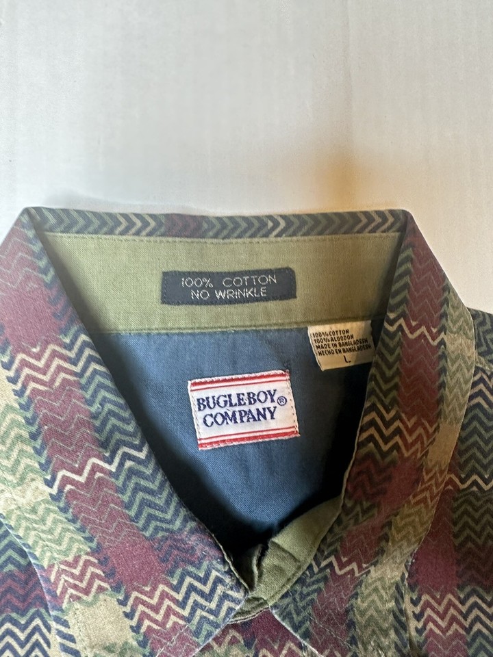 Vintage 90s Bugle Boy Co. Large Mens Long Sleeve Button Up Multicolor ...
