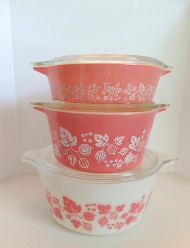 PYREX Pink Gooseberry Vintage Casserole 6 Piece Set with Lids 471 473 ...