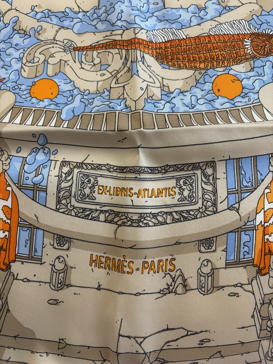 100% Authentic Hermes EX-LIBRIS ATLANTIS Silk Scarf Size 70 100% Authentic Hermes EX-LIBRIS ATLANTIS Silk Scarf Size 70