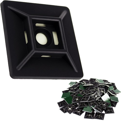 Zip Tie Adhesive-Backed Mounts 100Pk. Professional-Grade, UV Black ...