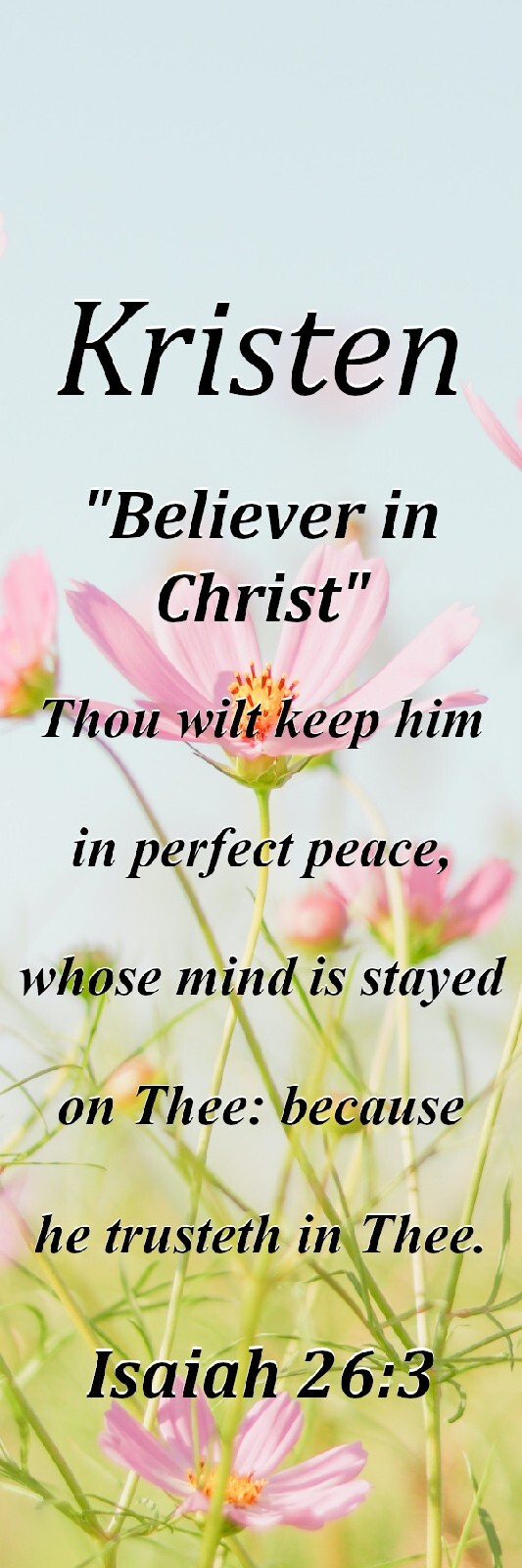 Kristen "Believer in Christ" Keepsake Name Meaning Bookmark with Verse ...
