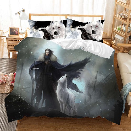 Wonderful Snow Wolf And Crow 3D Quilt Duvet Doona Cover Set Pillow case ...