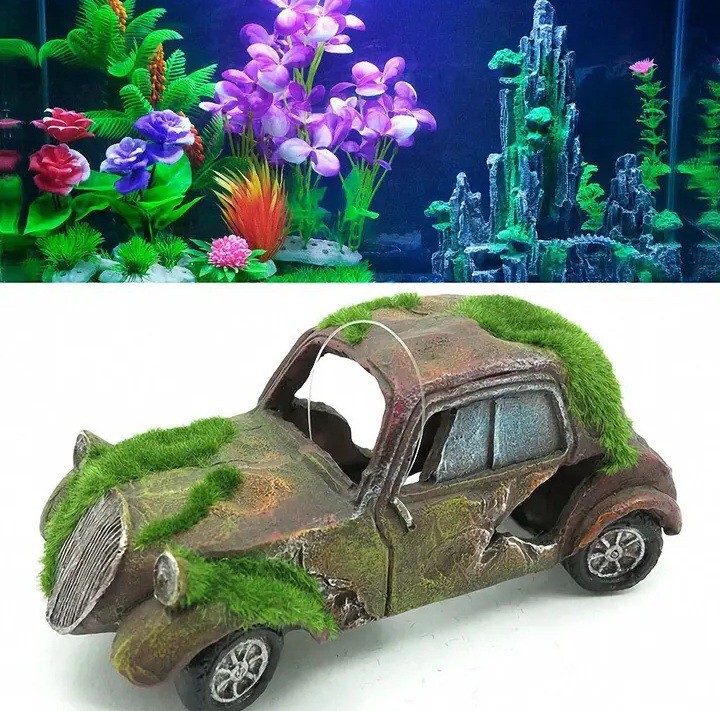 Vintage Old VW Car Fish Tank Decor. Imitation Resin Pet Fish Tank ...