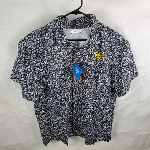 Columbia Shirt Men's Large Black PFG Super Slack Tide Iowa Vented ...