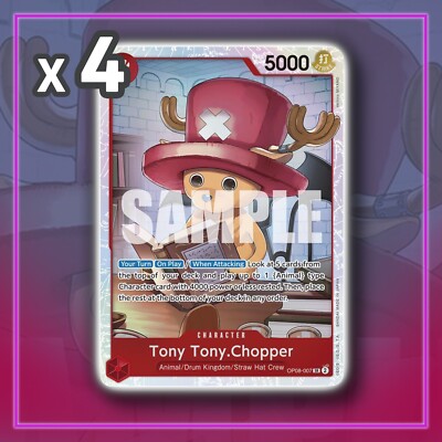 Tony Tony.Chopper OP08-007 Super Rare SR Two Legends ONE PIECE TCG x4 ...