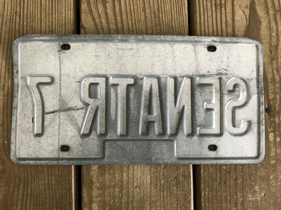 Vintage Illinois SENATR 7 stamped VANITY LICENSE PLATE Senator Senate ...