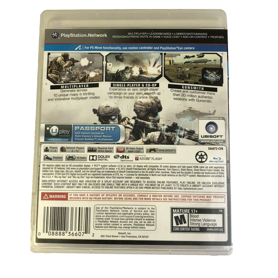 PS3 Tom Clancy's Ghost Recon Future Soldier PlayStation 3 3D Compatible ...