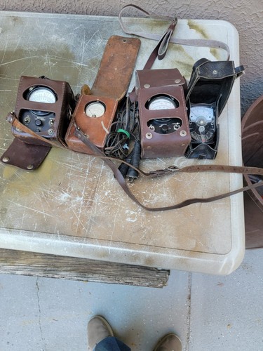 VINTAGE TELEPHONE PARTS- 4 LEATHER CASES METERS-VARIOUS | eBay