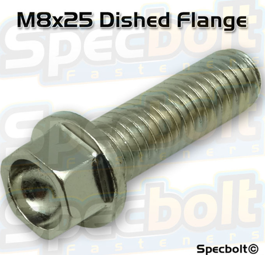 25 PACK SPECBOLT METRIC NICKEL PLATED DISHED REDUCED HEAD FLANGE BOLTS ...
