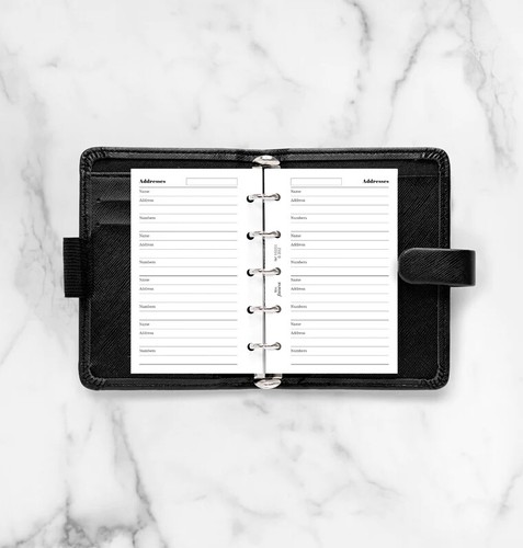 Filofax Mini Size Name Address & Phone Number Notepaper Insert Refill ...
