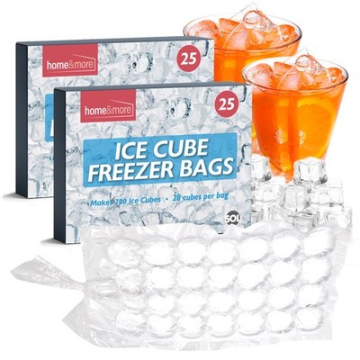 50 Ice Cube Freezer Bags Make 1400 Disposable Cubes Clear Bag BBQ Party ...