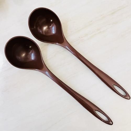 Pair Of Ensar Corp Brown Soup Ladle 12”Nylon Cooking Serving Kitchen ...