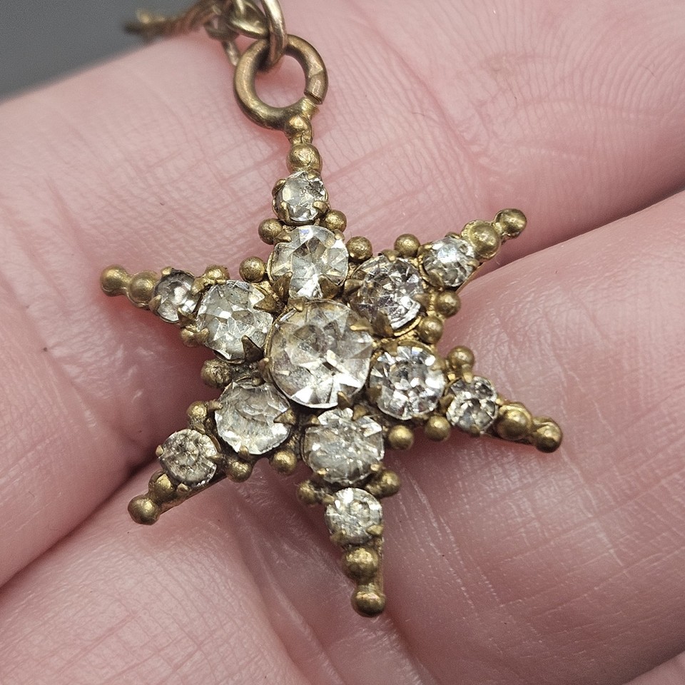 Antique Victorian Paste Star Pendant Rolled Gold Fancy Chain Pendant ...
