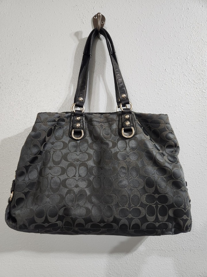 Coach Ashley Signature Black Damaged As-Is Shoulder Bag Purse | eBay