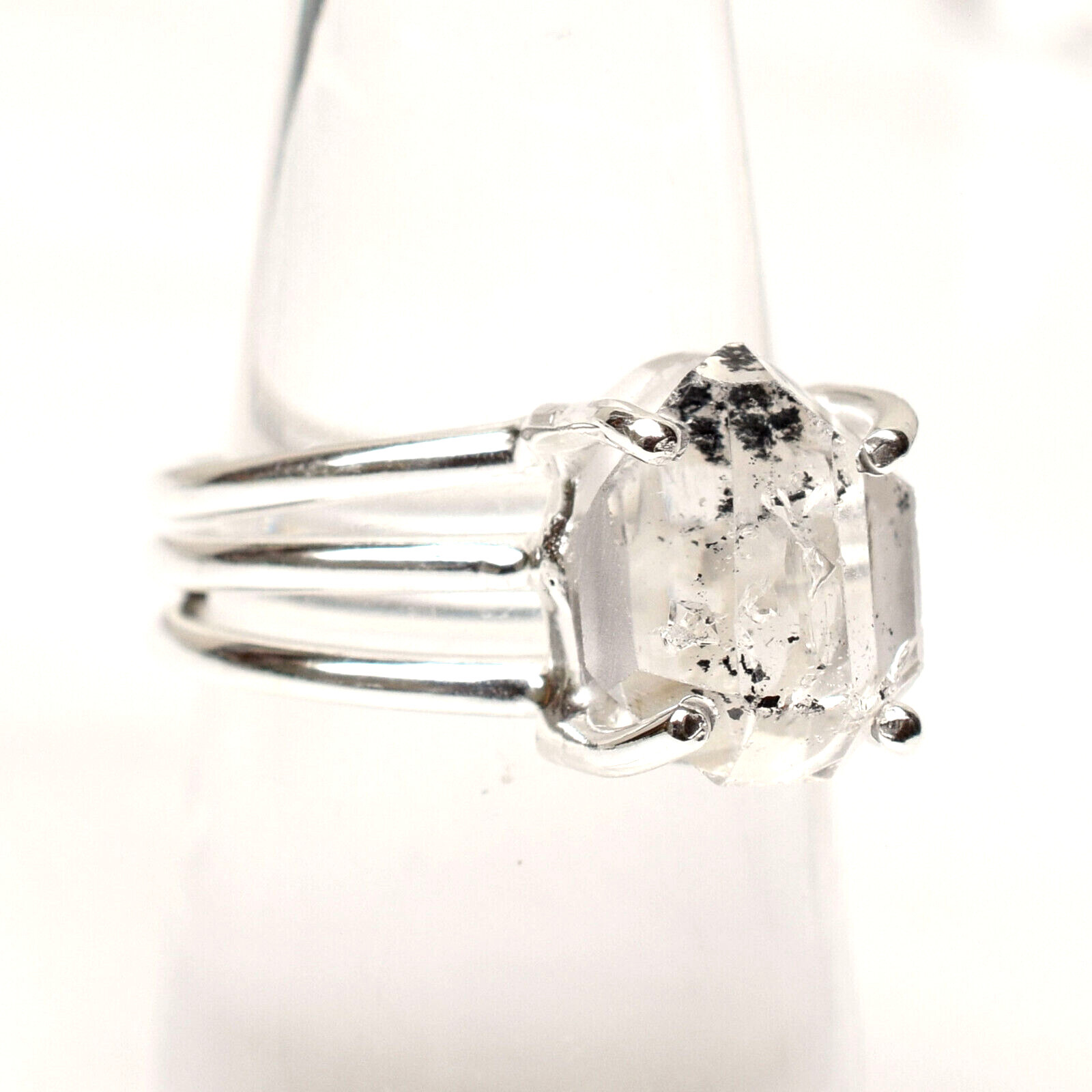 Natural Herkimer Diamond Ring 925 Sterling Sivler Raw Diamond Crystal ...