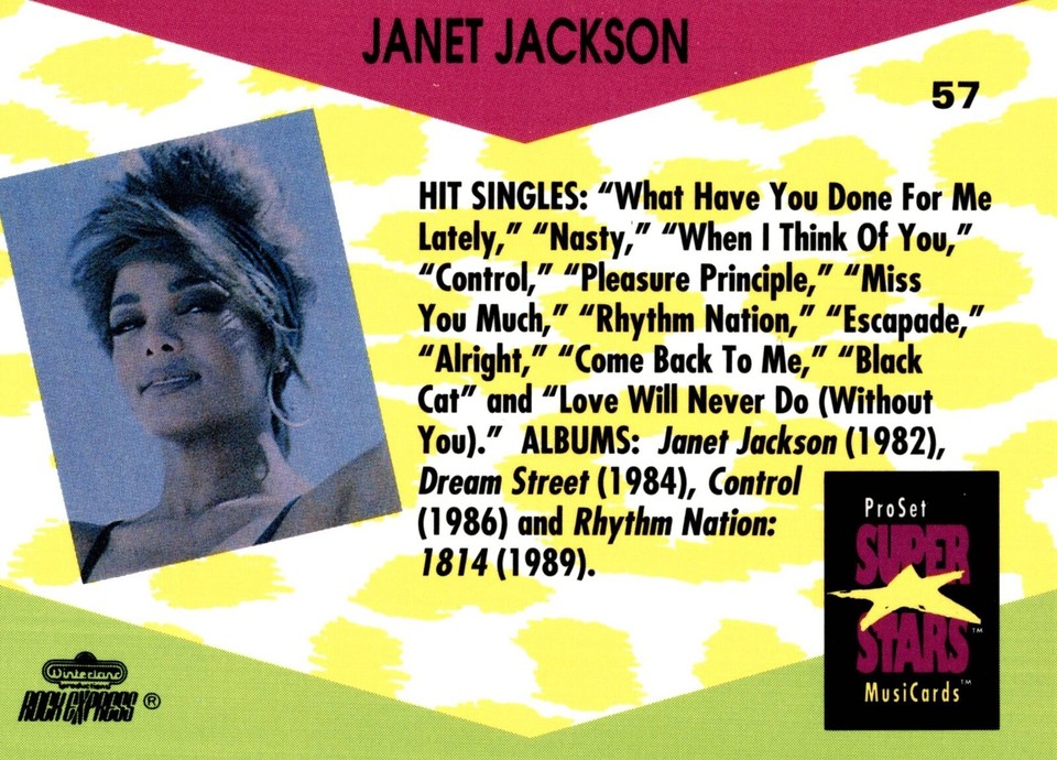 Janet Jackson : Vintage Music Collector Card #57 from 1991 | eBay