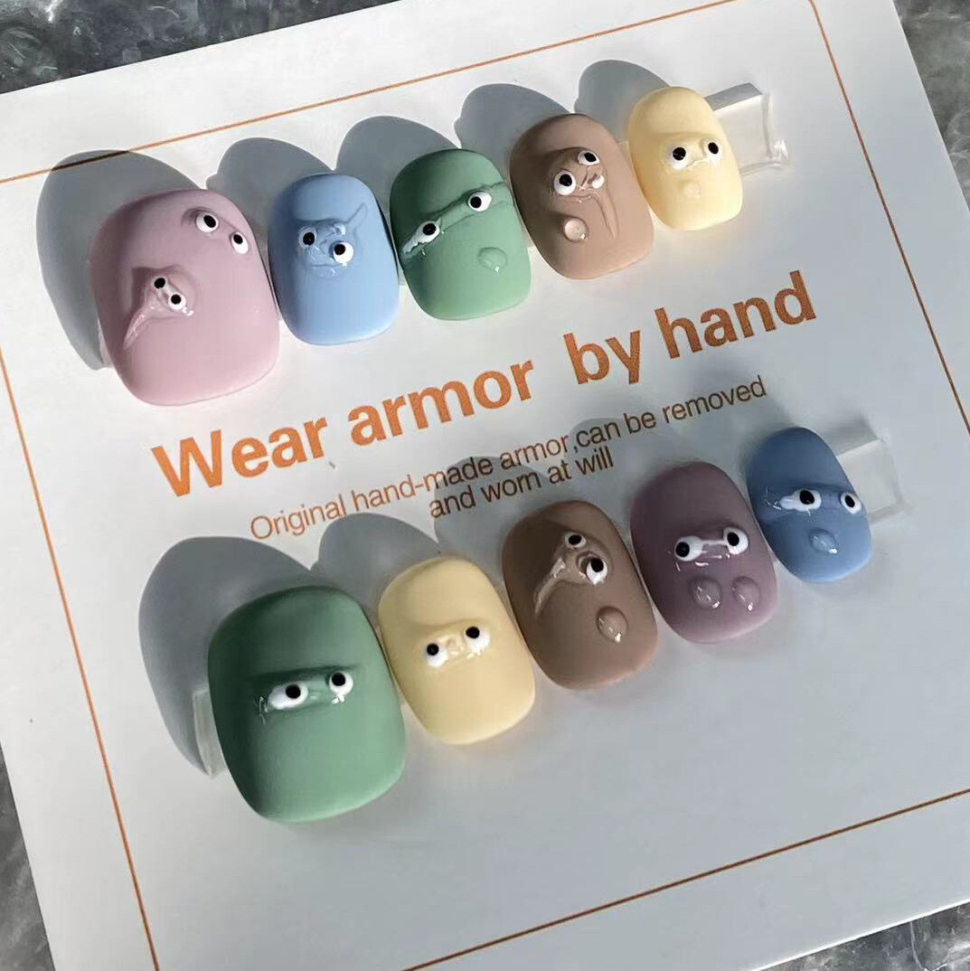 Hand-painted Cartoon Cute Funny Small Eyes Dopamine Short Detachable ...