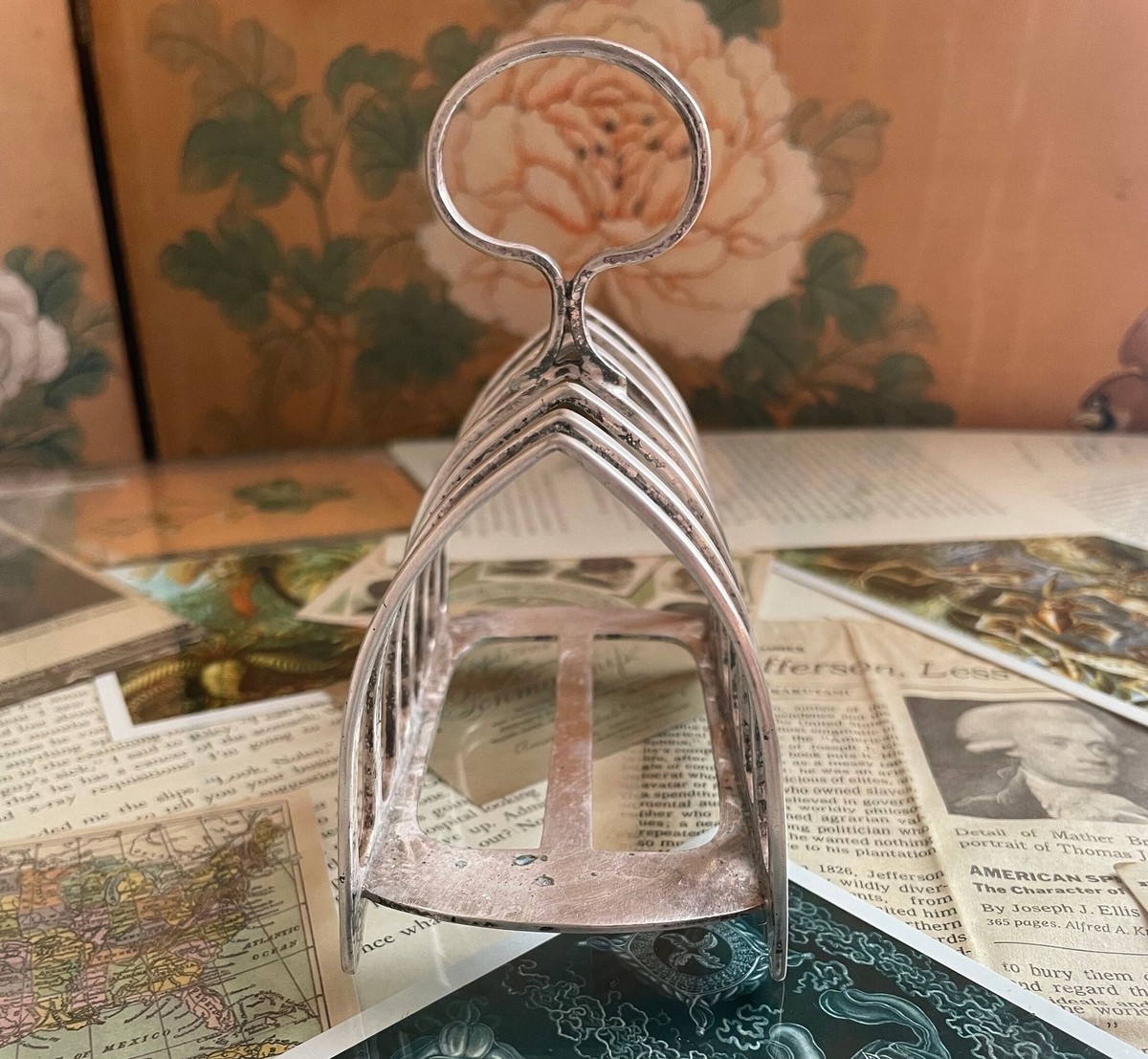 Antique 1920's James Dixon & Sons Silver Plated 6 Slot Toast Antique 1920's James Dixon & Sons Silver Plated 6 Slot Toast