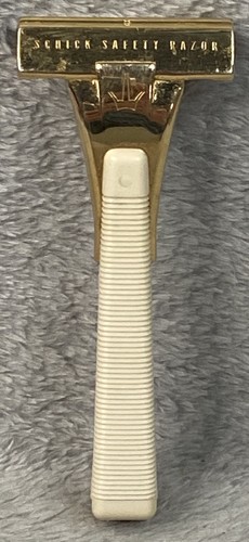 Vintage Schick Edge Injector Razor Gold Tone White Plastic Handle | eBay