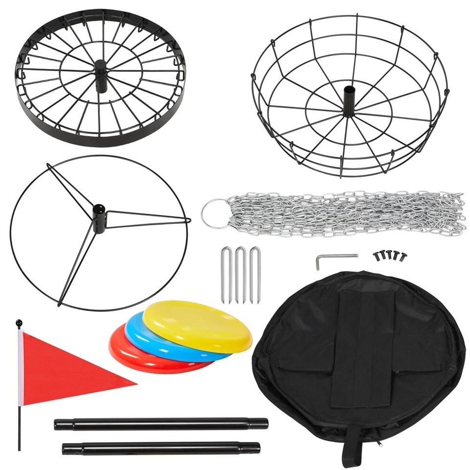 Disc Golf Basket Target Metal Practice Basket w/ 24-Chain 3 Discs ...