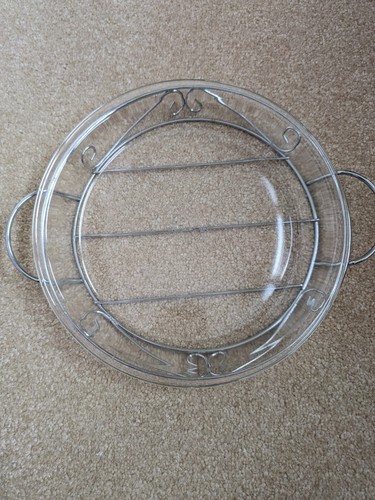 Vintage 10" Pyrex pie plate with metal stand/holder very unique | eBay