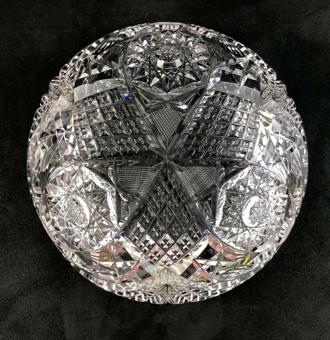 Antique Krantz Smith ABP Brilliant Cut Glass HARVARD Pattern 8" Bowl c ...