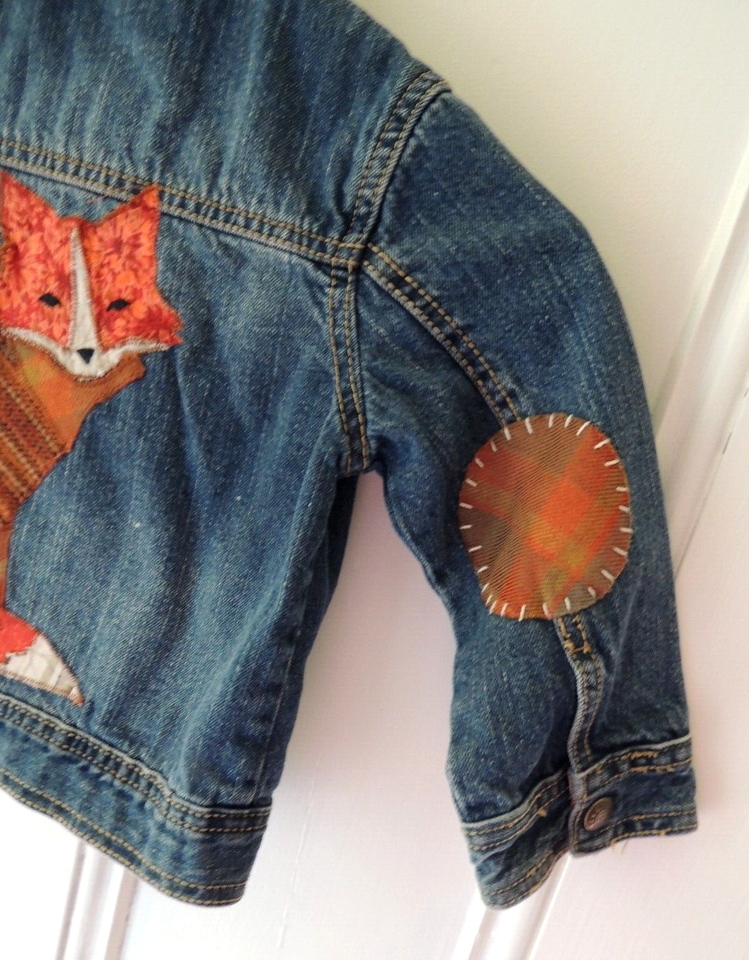 Crazy 8 Toddler Jean Jacket Fox Bunny Patches Denim Jacket Elbow ...