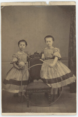 CDV Circa 1860. Little Girls In Dress With Hoop And Balloon. | eBay