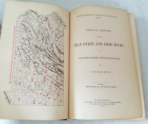 1875 TRAP DYKES & AZOIC ROCKS PENNSYLVANIA Thomas Sterry Hunt ...