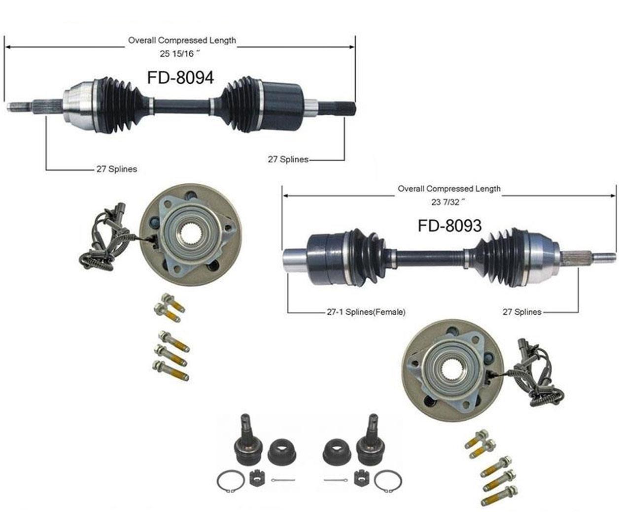 02-05 Explorer 4 Door Front CV Drive Axles Axles & Hub and Wheel ...