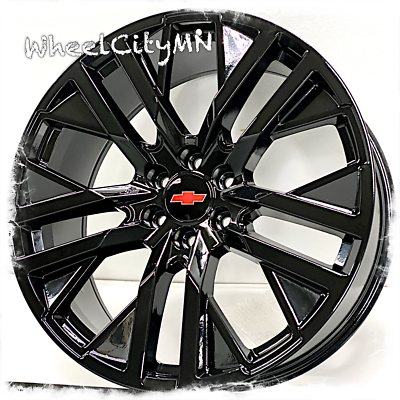22 inch gloss black 2021 Chevy Silverado 1500 RST OE replica red rims ...
