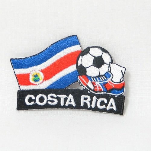 COSTA RICA SOCCER .. KICK COUNTRY FLAG EMBROIDERED IRON-ON PATCH CREST ...