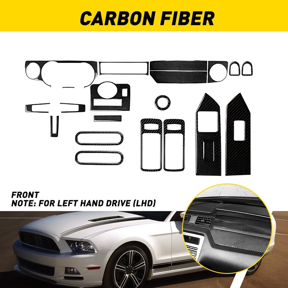 1 Set Carbon Fiber Inner Cover Trim Kit Fits Ford Mustang 09-13 Front ...