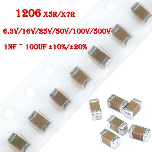 6.3V/16V/100V/500V 1206 X5R/X7R SMD/SMT Ceramic Capacitors 1nF ~ 100uF ...