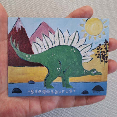 Stegosaurus MAGNET from arist print- Boy Birthday Dinosaur -3.25x4.25 ...