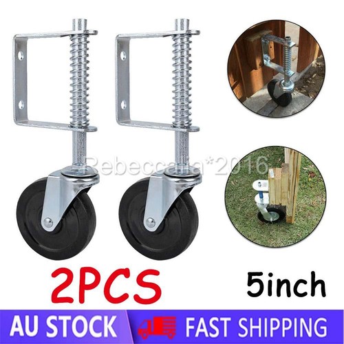 5" Gate Wheel Heavy Duty Spring Loaded Swivel Castor Rubber Wheel Farm ...