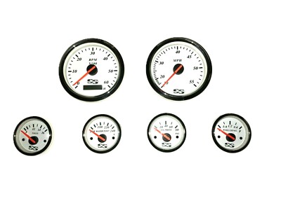 SS Competition Marine 6 Boat Gauge Set, Stainless Steel Bezel USA ...