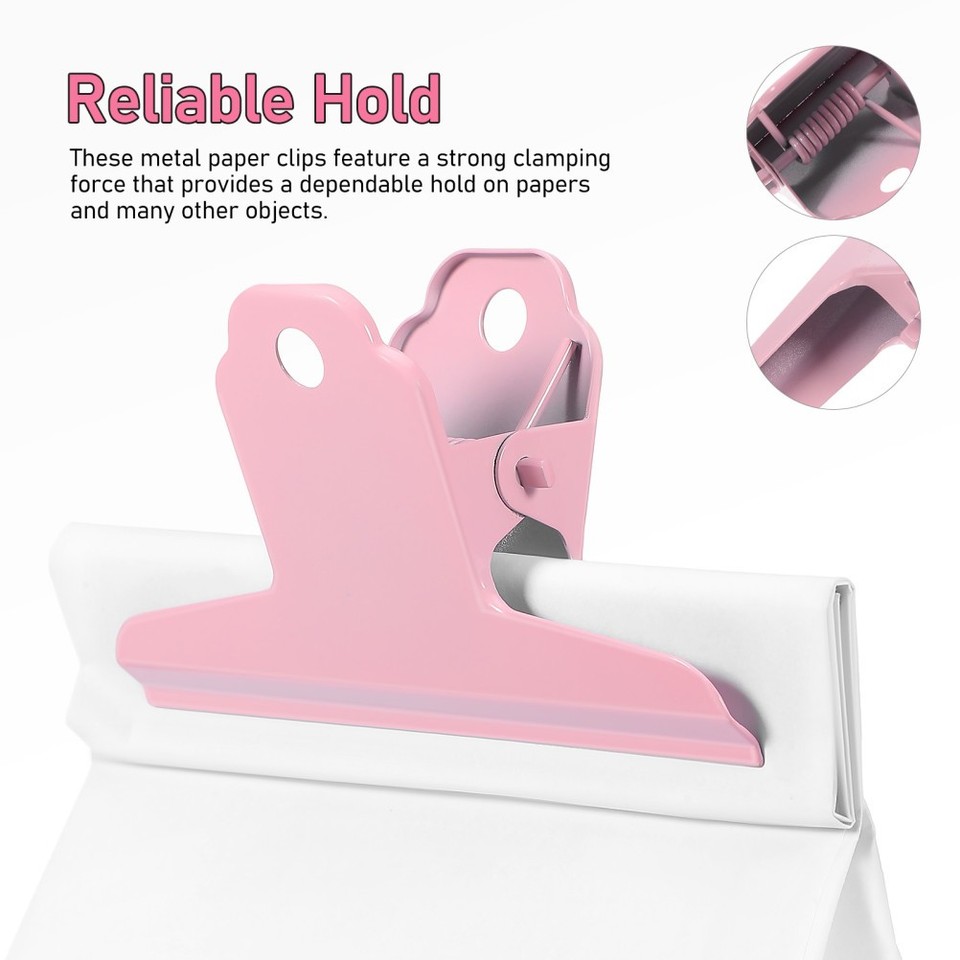 3 Pcs Bulldog Clips Metal Paper Clips Document File Clips Chip Bag ...