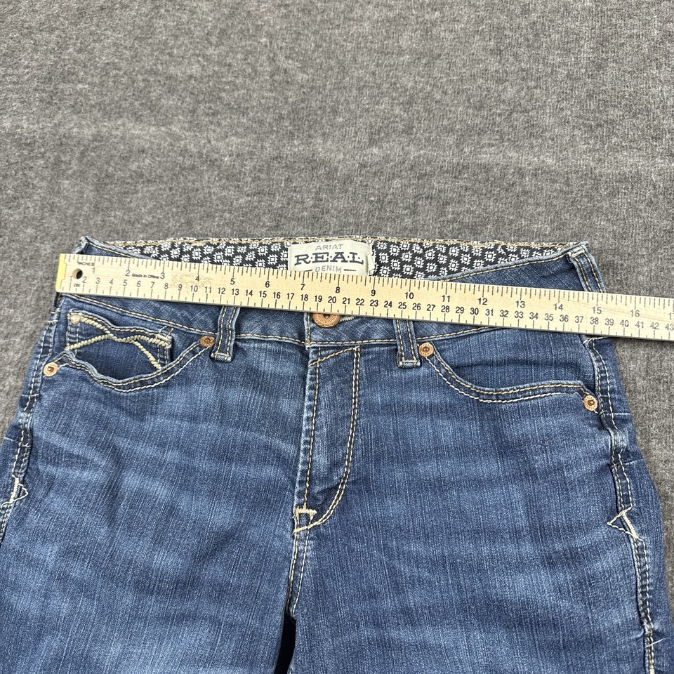 Ariat Real Denim Jeans Womens 30R Blue Embroidered Western Stitch Rodeo ...