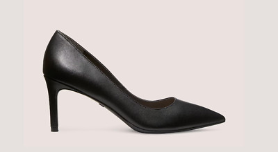 New Stuart Weitzman Dancer 75mm Leather Pump Black Size 7.5 Heel Height ...
