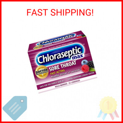 Chloraseptic Max Strength Sore Throat Lozenges, Wild Berries, 15 Count ...