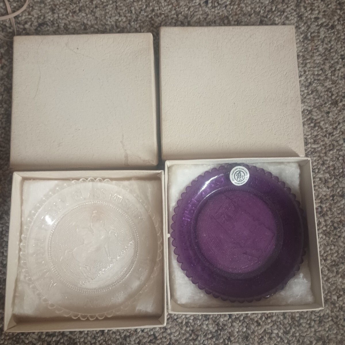 Glass Heisey Museum Fandango Pitcher Pairpoint Cup Plate Purple Clear ...