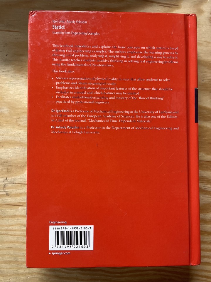 Statics: Learning from Engineering Examples by Igor Emri (Hardcover ...