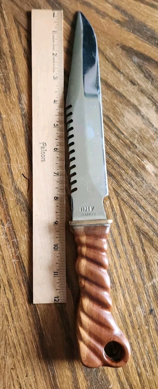 Custom GERBER BMF Fixed Blade Knife Wooden Spiral Handle Polished Blade ...